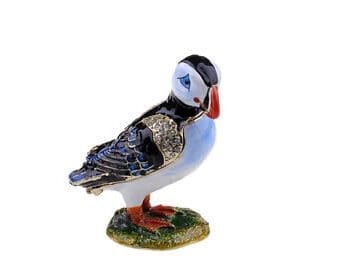 3" Puffin Crystal Studded Jewelry Trinket Box | Arbutus Crafts